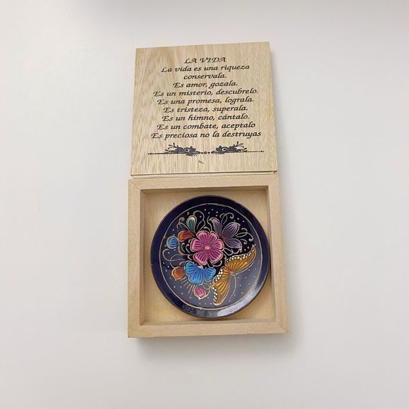 Other | Little Cute Wood Box With A Small Plate Inside | Poshmark